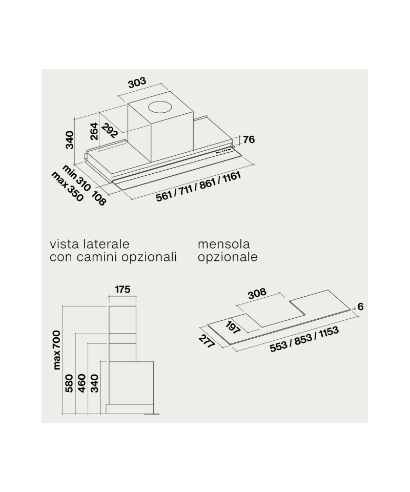 CAPPA VIRGOLA NO-DROP TOUCH 90CM (FALM)